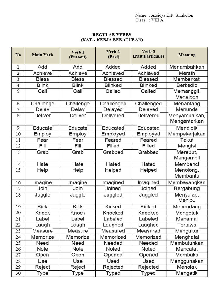 Regular and Irregular Verbs | PDF | Linguistic Morphology | Language Mechanics