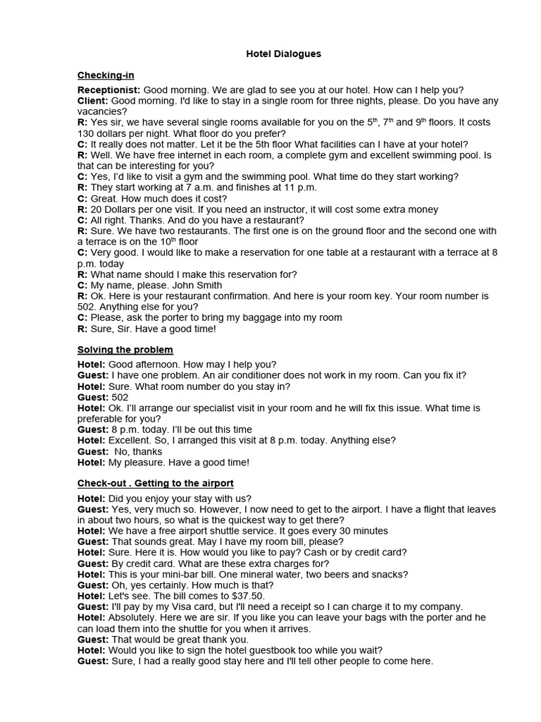Hotel Dialogues 2 | PDF