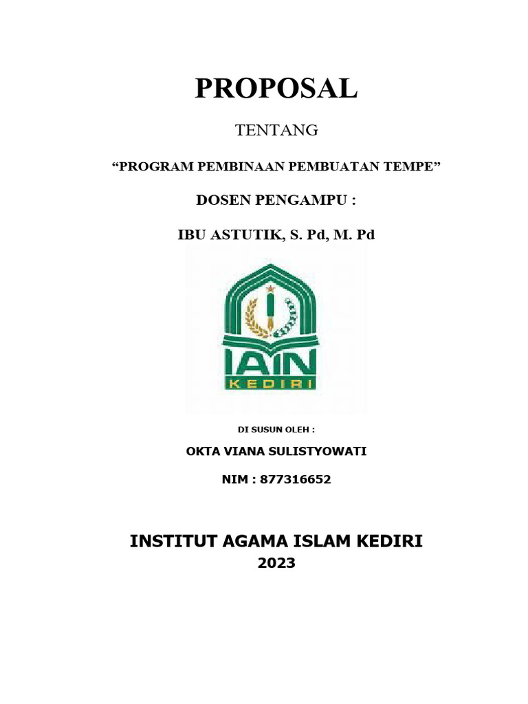 PROPOSAL Program Pembinaan Pembuatan Tempe | PDF