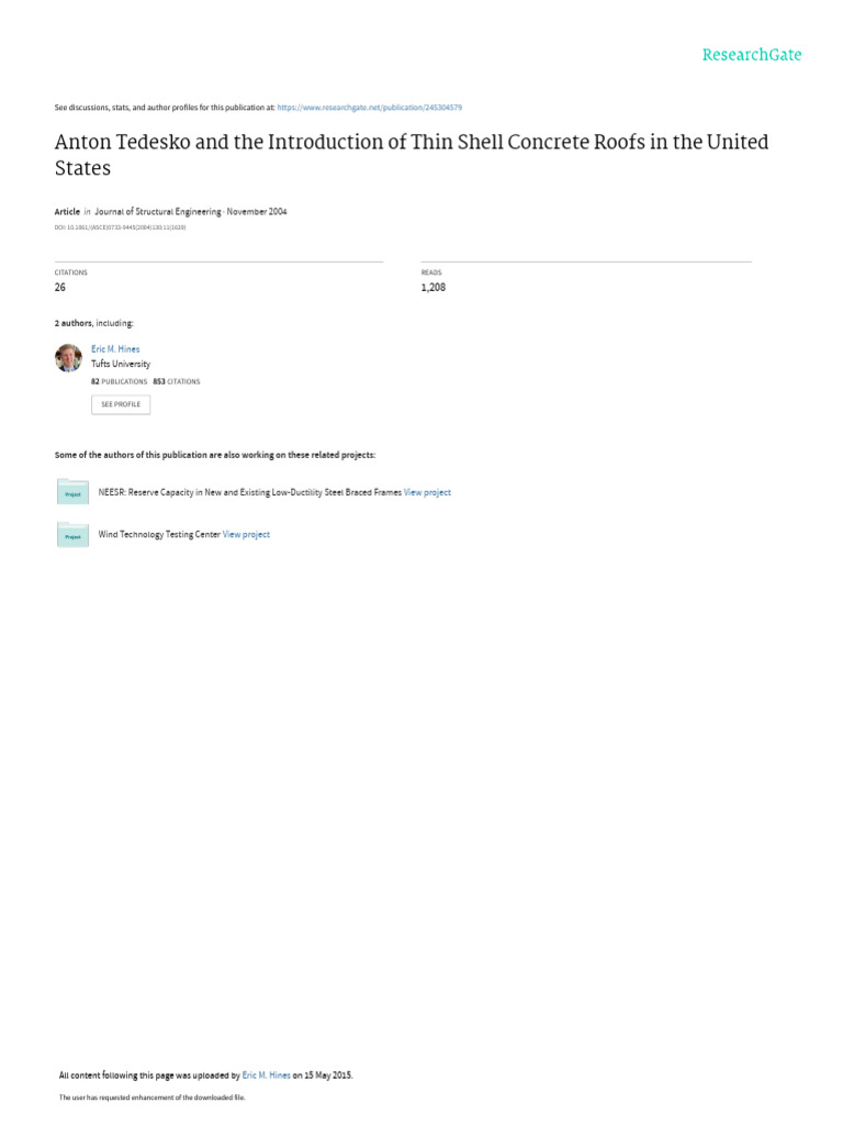 Anton Tedesko and The Introsuction of Thin Shell Concrete | PDF ...