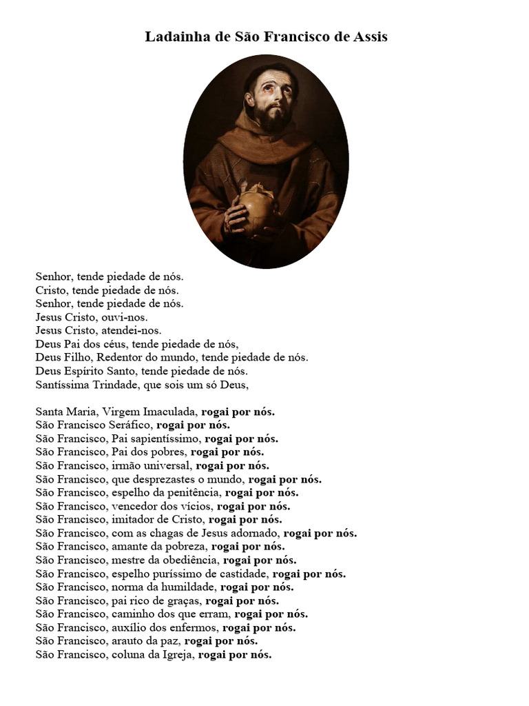 Ladainha de São Francisco de Assis | PDF | Francisco de Assis | Oração