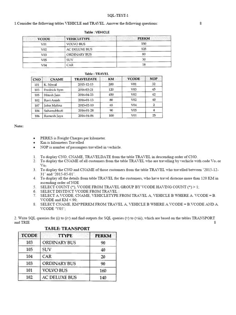 Database Test 1 | PDF | Sql | Information Retrieval