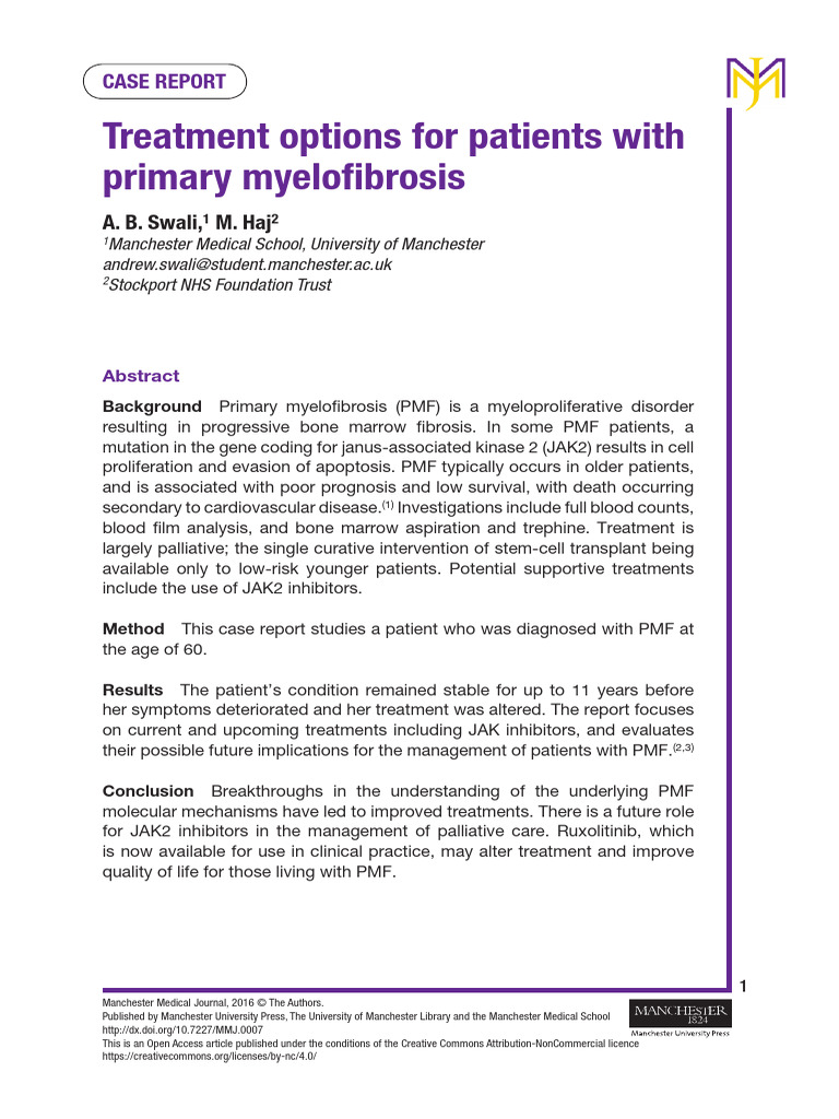 Treatment options for patients with primary myelo brosis | PDF ...