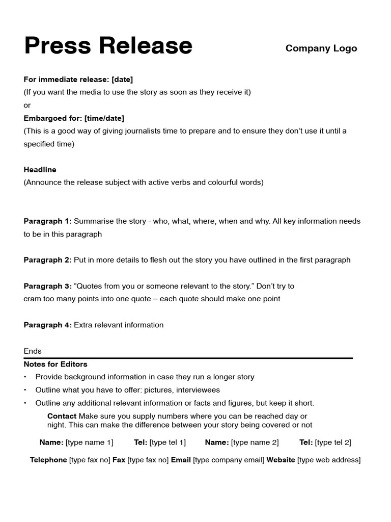 press release layout | PDF | Press Release | Communication