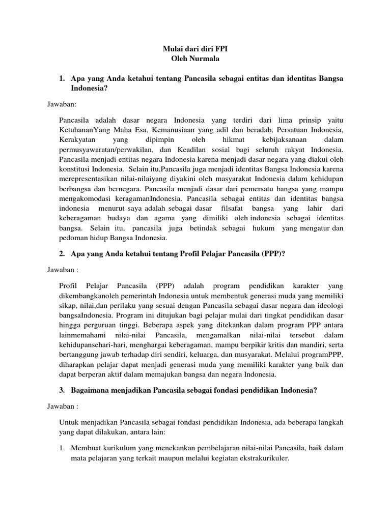 Fpi Topik 4 Mulai Dari Diri | PDF