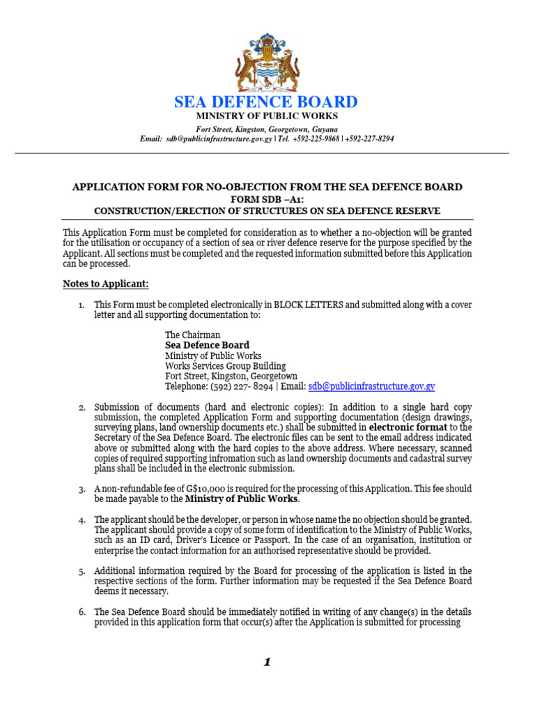 Sea Defence Board Application Form | PDF | Technology & Engineering