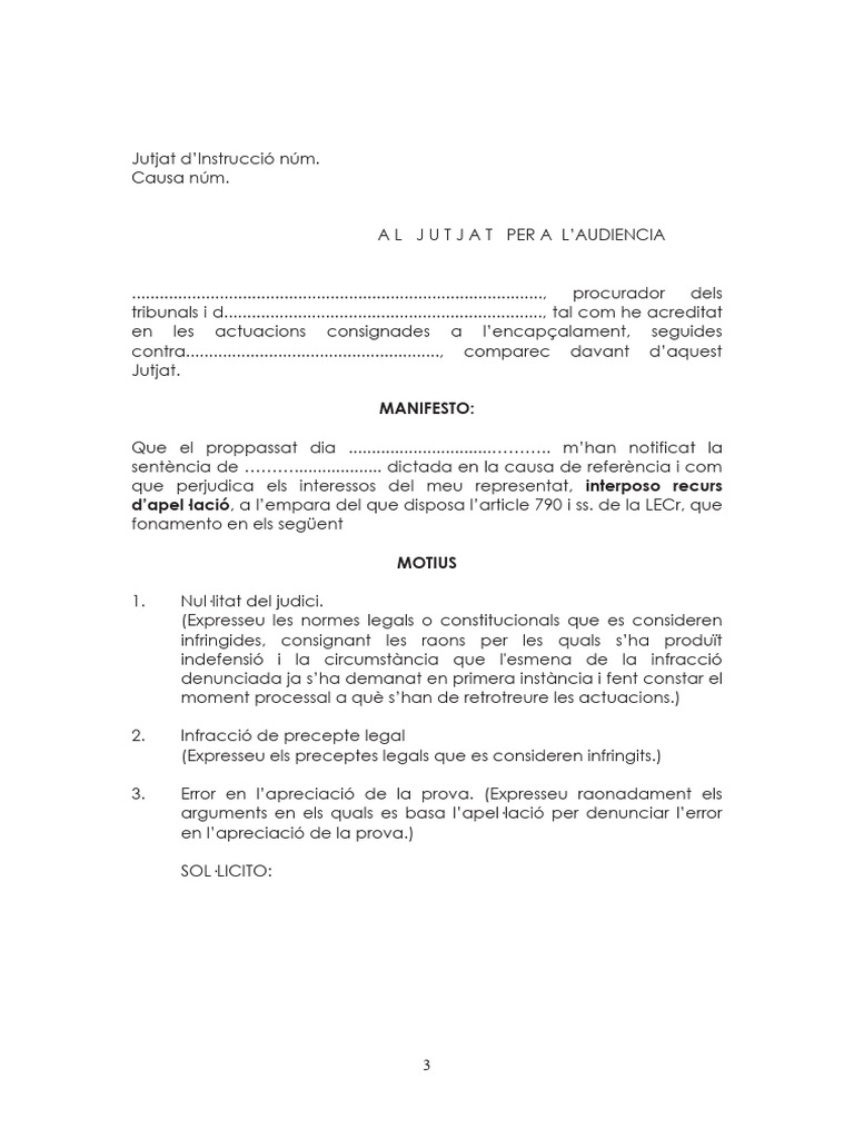 Model Recurs Apelacio | PDF
