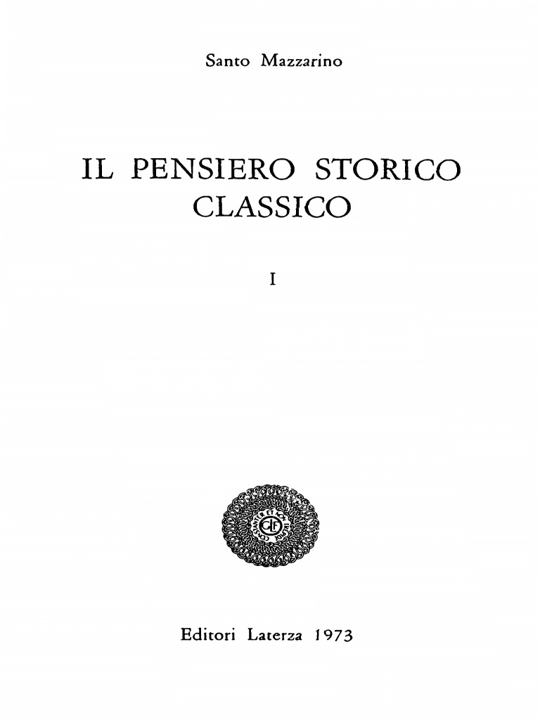Mazzarino. Il Pensiero Storico Classico I | PDF