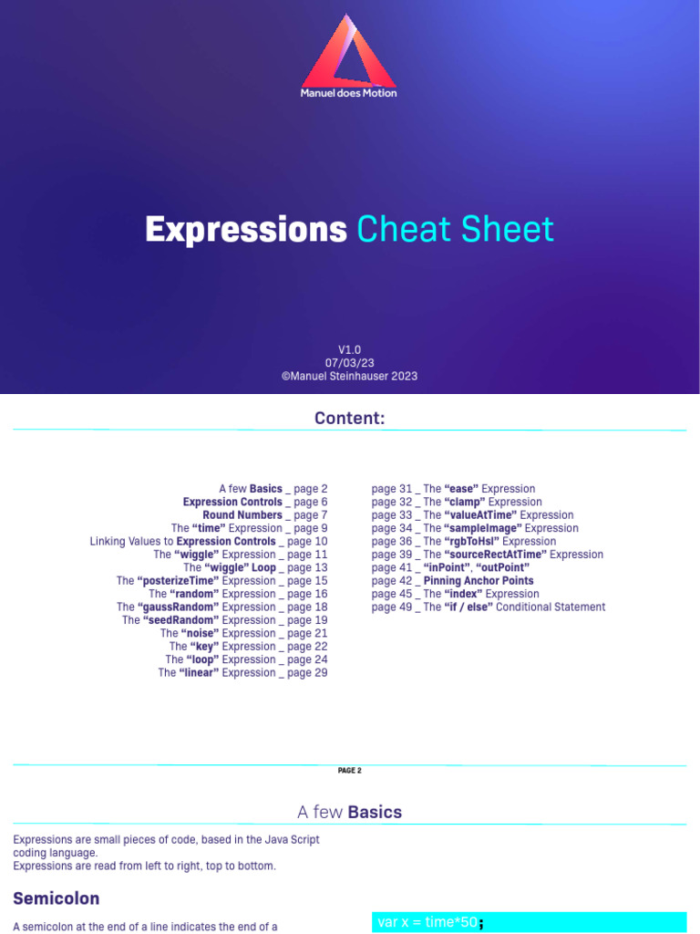 expressions-cheat-sheet-v-1 | PDF | Control Flow | Frame Rate