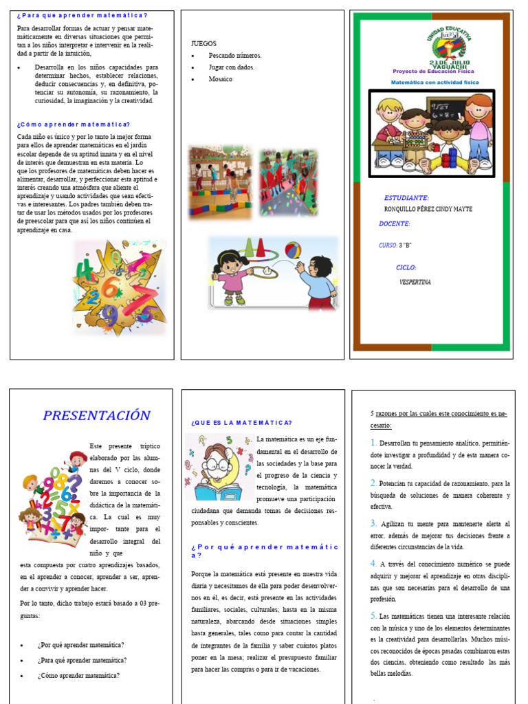 Triptico de Matematica | PDF | Aprendizaje | Creatividad