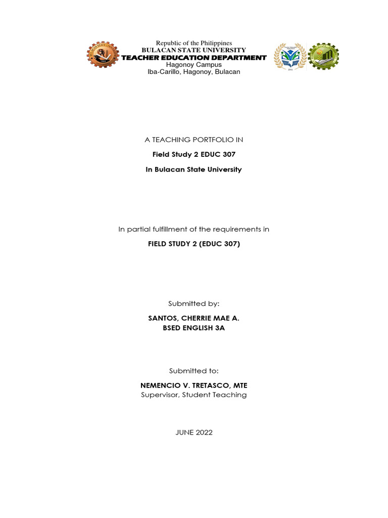FS2 Teaching Portfolio: EDUC 307 | PDF | Cognition