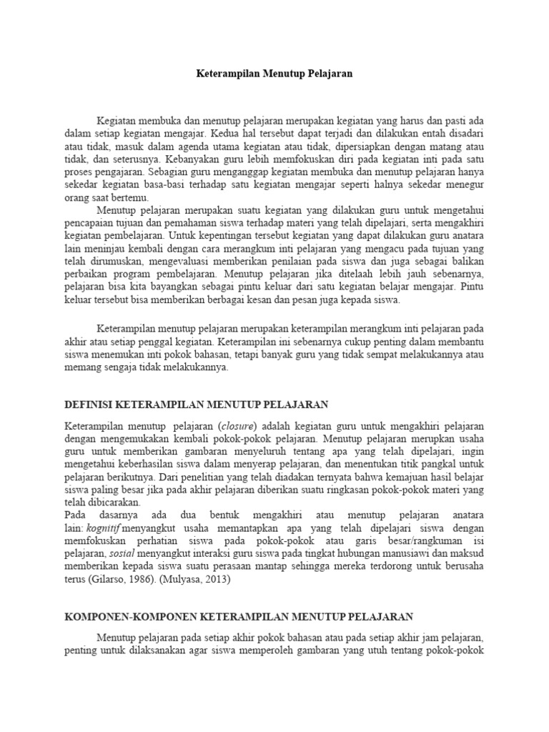 Keterampilan Menutup Pelajaran | PDF