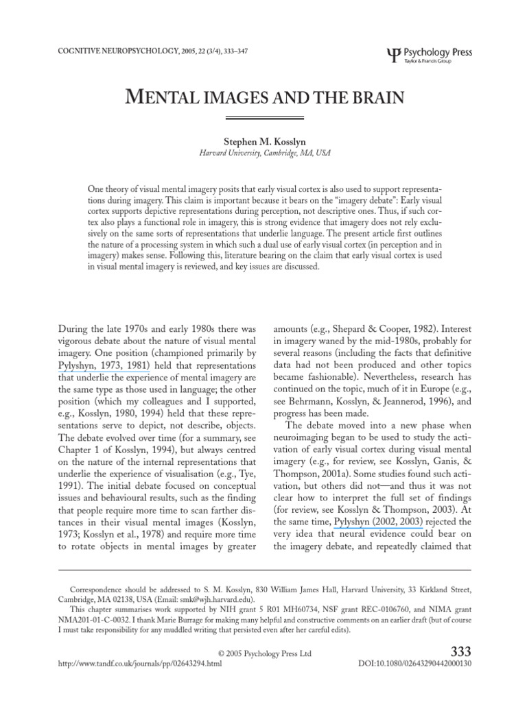 Mental Images and The Brain | PDF | Mental Image | Perception