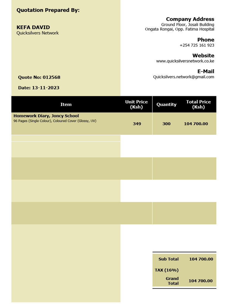 Quicksilvers Joncy School Quotation | PDF