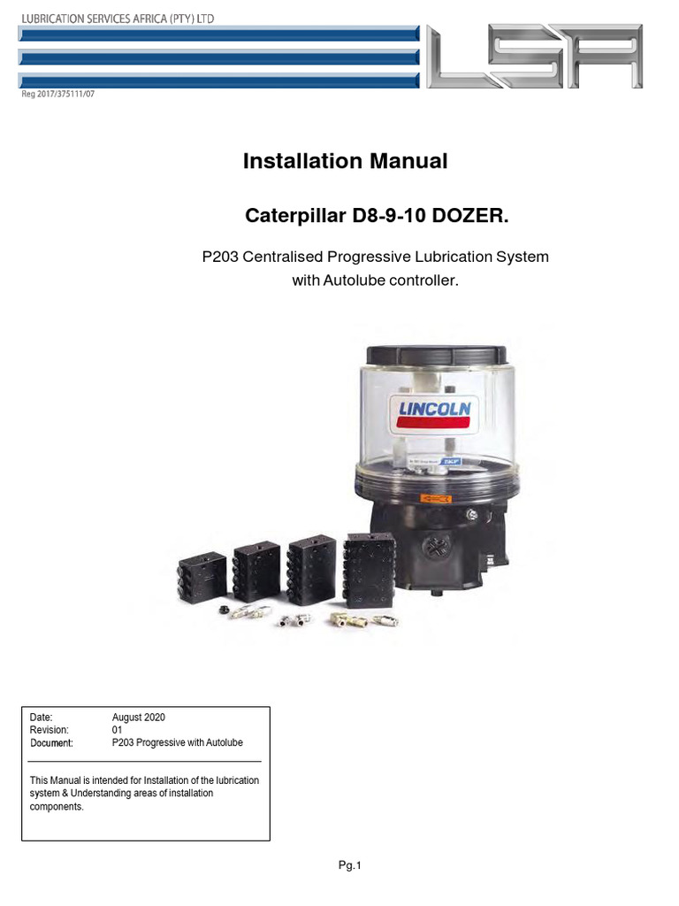 CAT D8-9 - 10 Dozer Installation Manual P203 Progessive With Autolube Small R01 | PDF | Safety ...