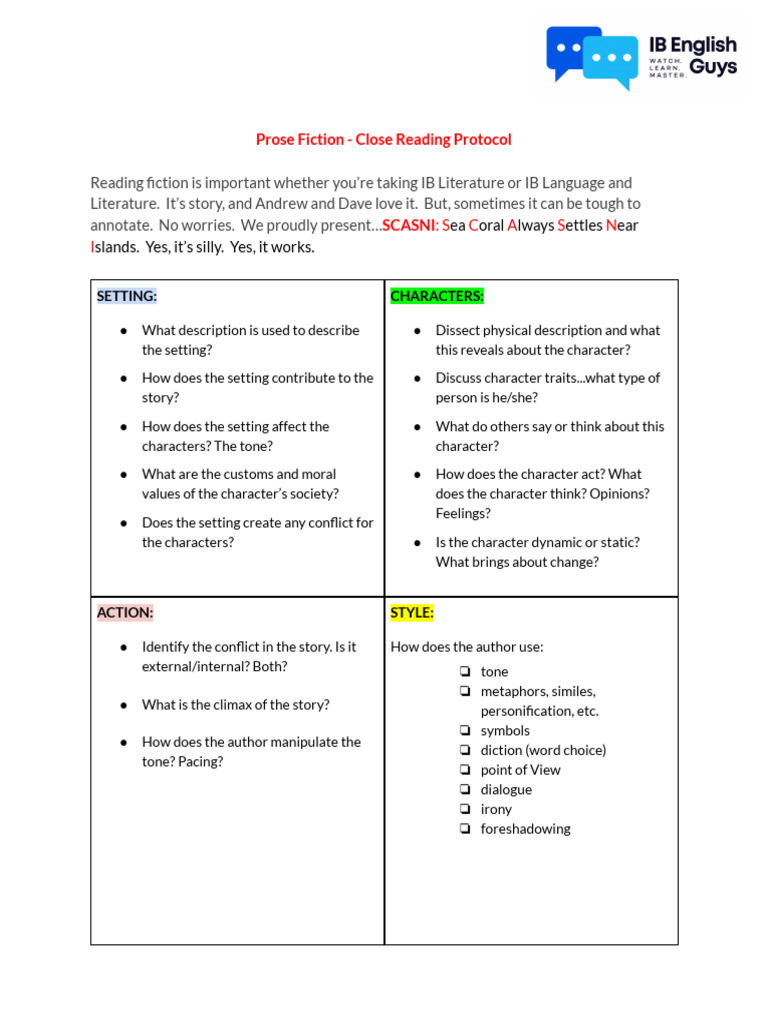 Paper One - SCASNI For Reading Prose Fiction | PDF | Narration | Narrative