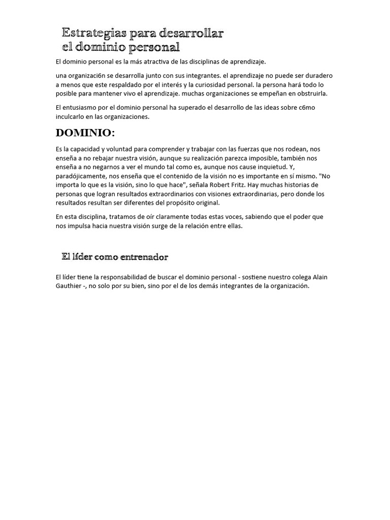 ESTRATEGIAS PARA DESARROLLAR EL DOMINIO PERSONAL | PDF