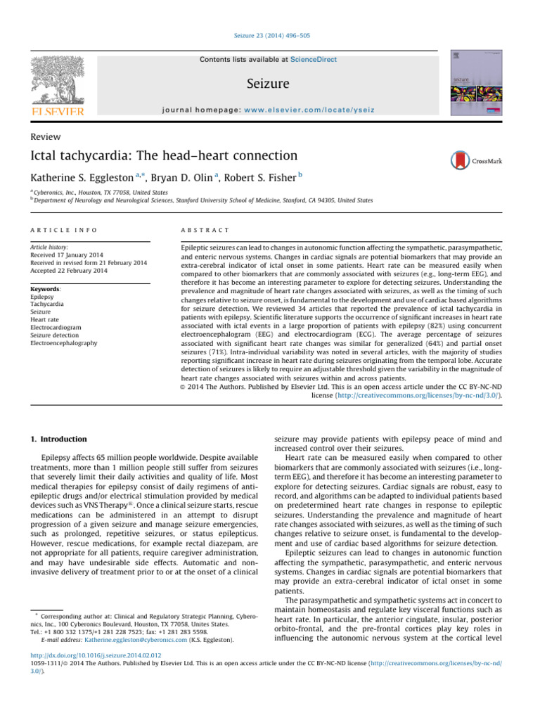 Ictal Tachycardia | PDF | Epilepsy | Heart Rate