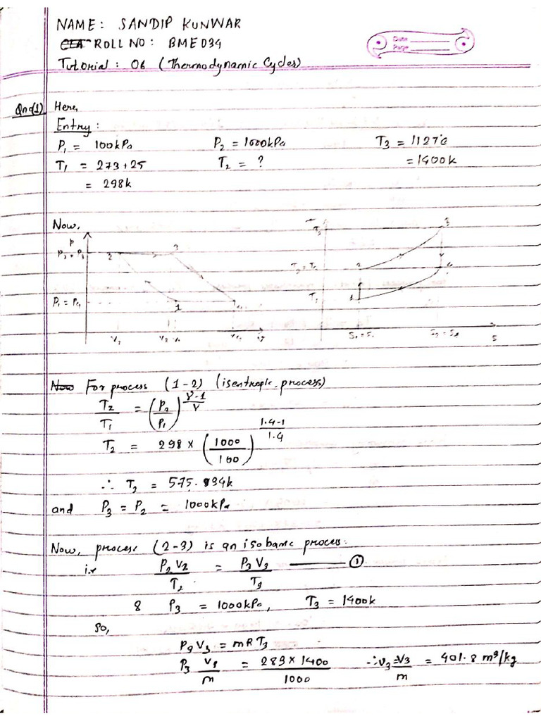 Thermodynamic Cycles_Tutorial06 | PDF