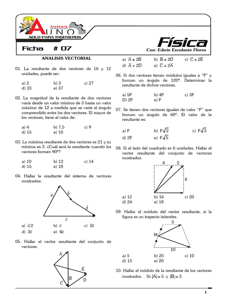 Analisis Vectorial (A1) | PDF | Vector Euclidiano | Geometría analítica