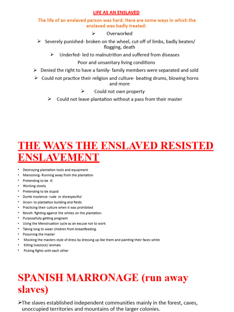 Life and Resistance of Enslaved People | PDF | Slavery | African Diaspora