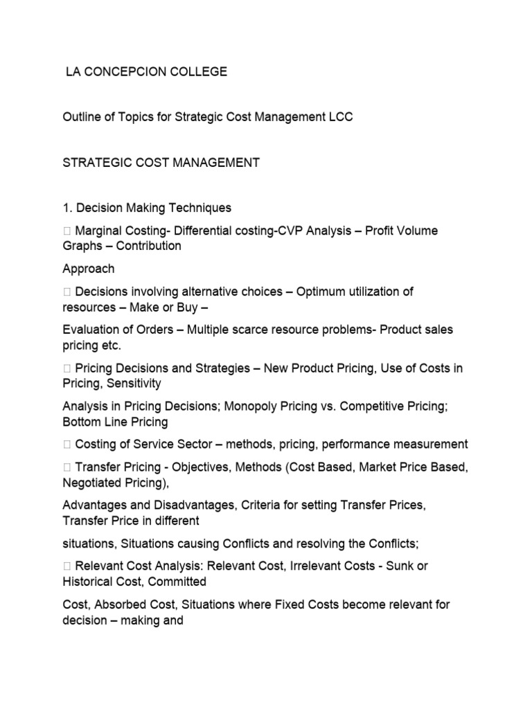 Strategic Cost Management Overview | PDF | Cost Accounting | Pricing