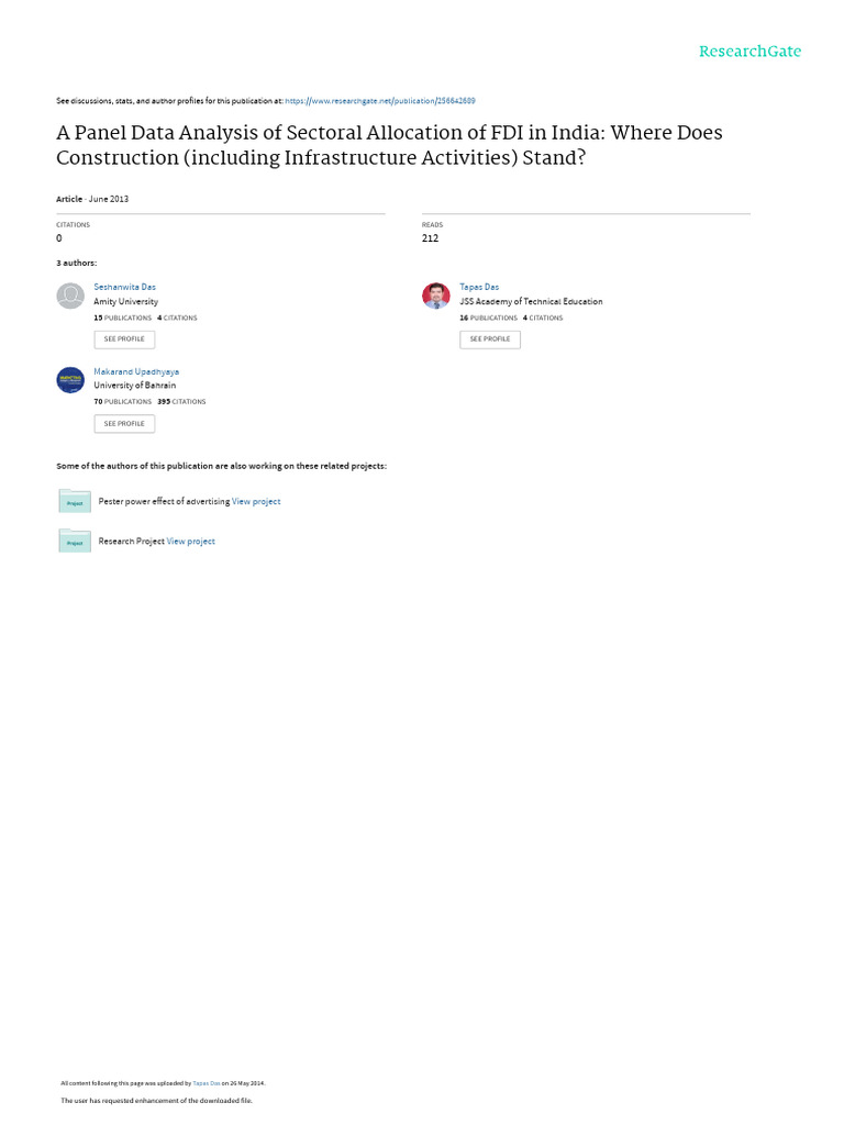 Panel Data On Sectors | PDF | Foreign Direct Investment | Fixed Effects Model