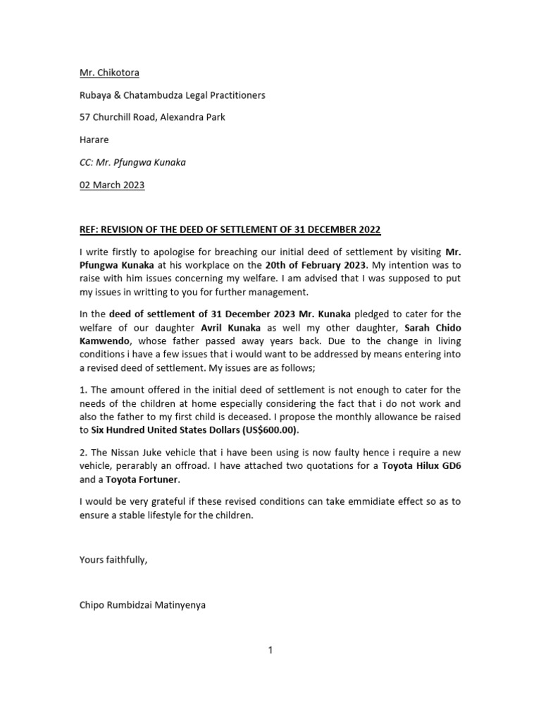 Settlement Revision Request | PDF | Law | Finance & Money Management