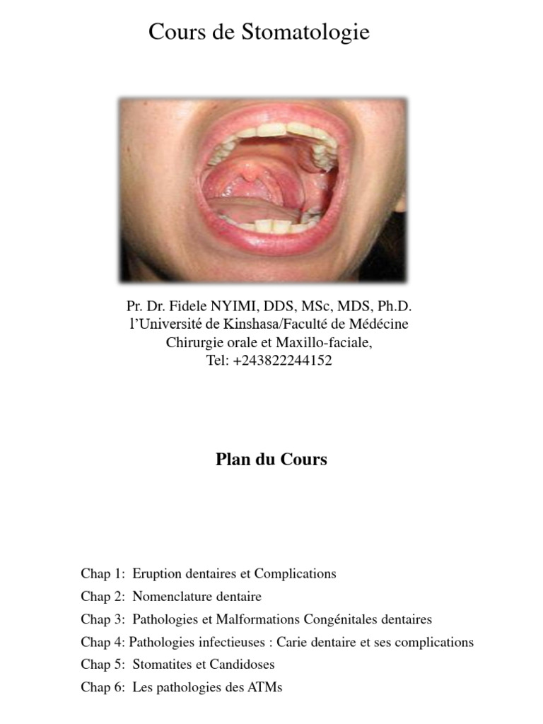 Cours de Stomatologie : Éruption Dentaire | PDF | Émail dentaire | Dent