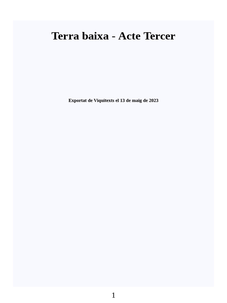 Terra Baixa - Acte Tercer | PDF