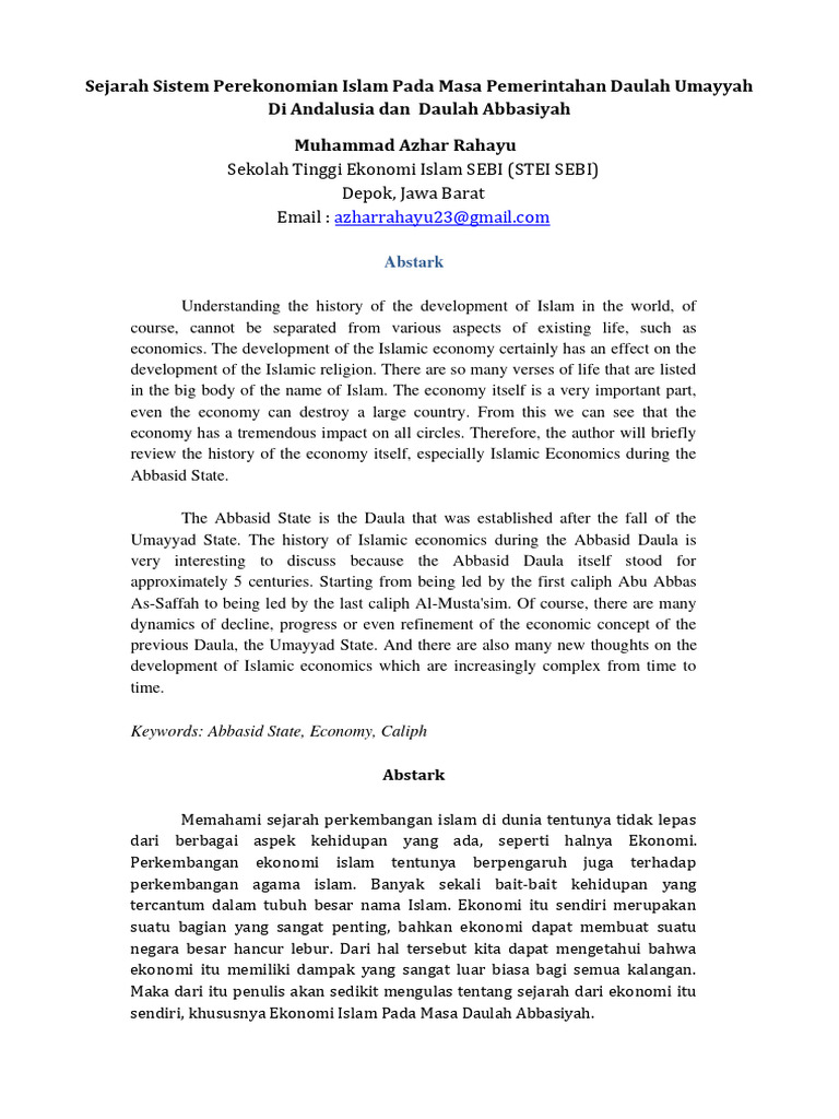 Sejarah Sistem Perekonomian Islam Pada Masa Pemerintahan Daulah Umayyah Di Andalusia Dan Daulah ...