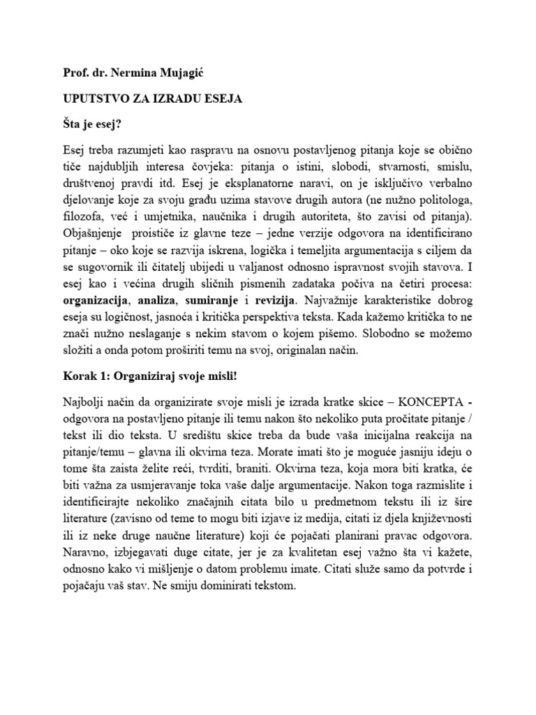 Kako Napisati Esej | PDF
