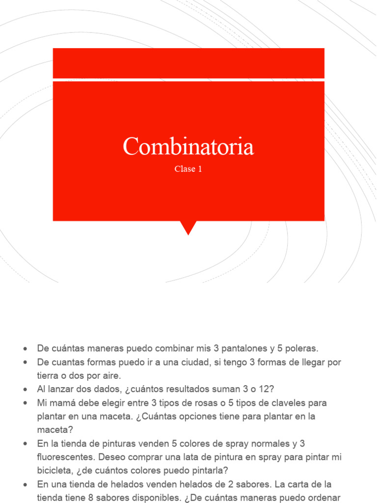 Combinatoria - CLASE 1 | PDF | Combinatoria | Permutación