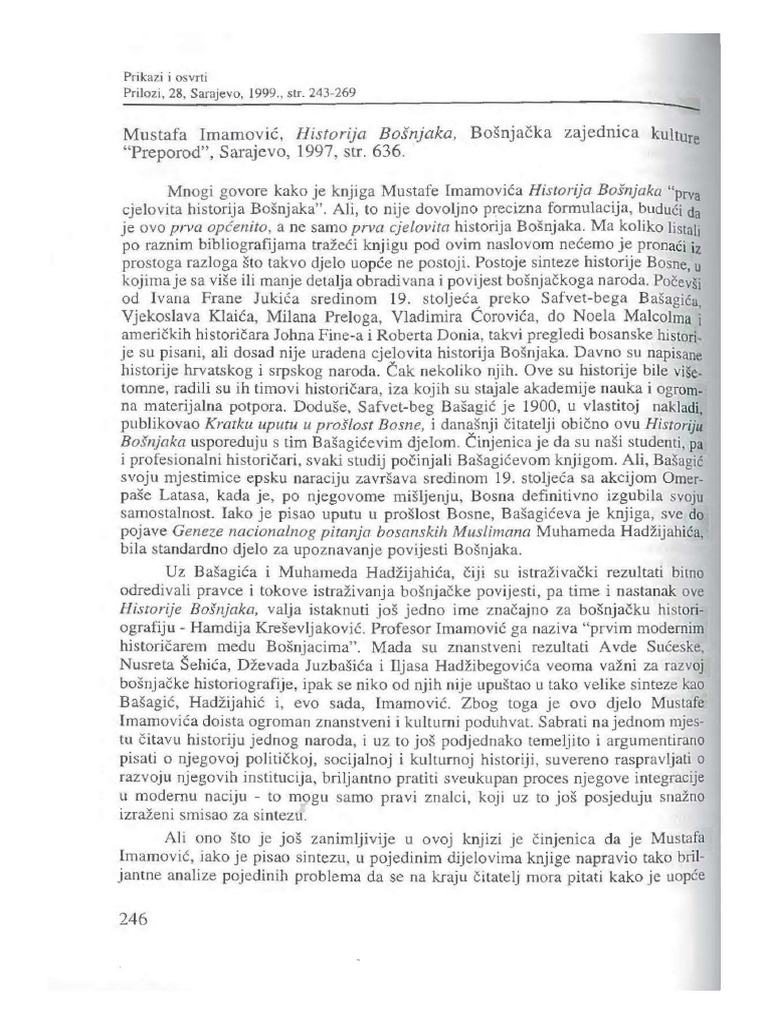 Mustafa Imamovic HISTORIJA BOSNJAKA Prilog | PDF