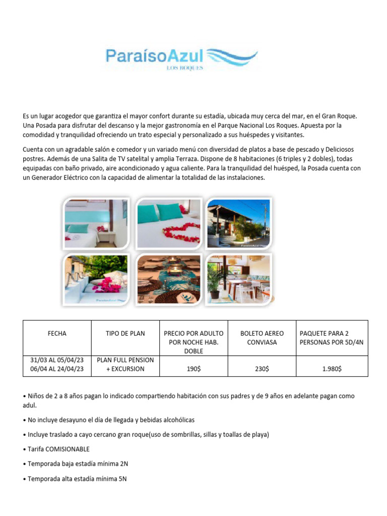 Paquete Los Roques | PDF | Preparación de comida y bebida | Cocina