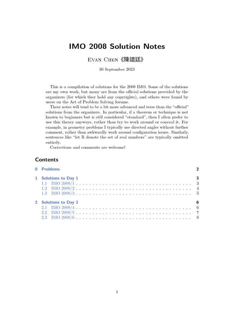 IMO 2008 Notes | PDF | Classical Geometry | Mathematical Objects