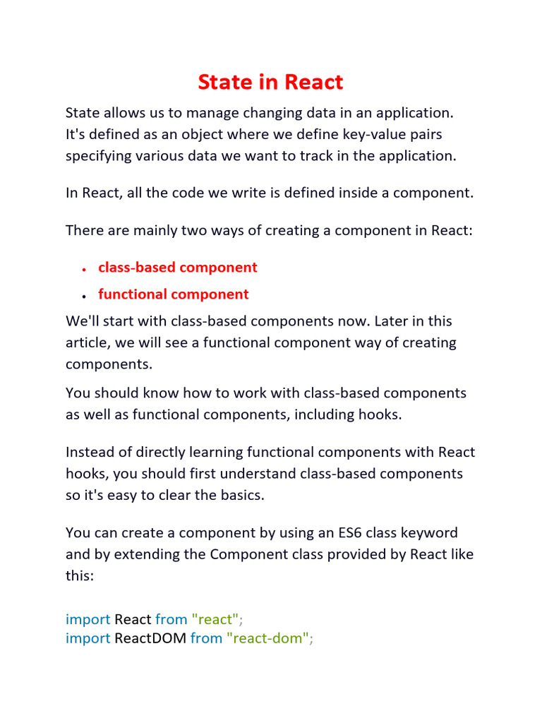 6.state in React | Download Free PDF | Parameter (Computer Programming) | Computer Science