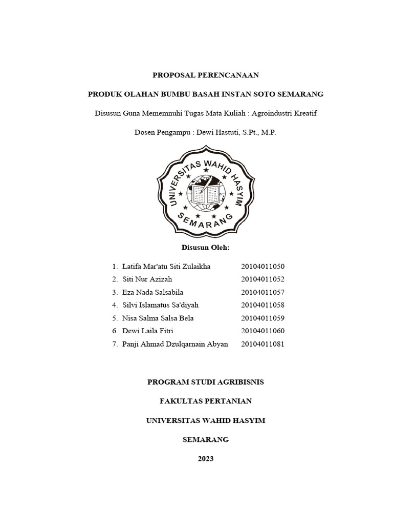 Proposal - Perencanaan - Kel - 1 - KLS - A2 (Yang Baruw) | PDF
