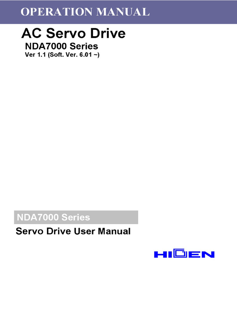Manual HIGEN - MOTOR Servo - Drive NDA 7000 - Series | PDF