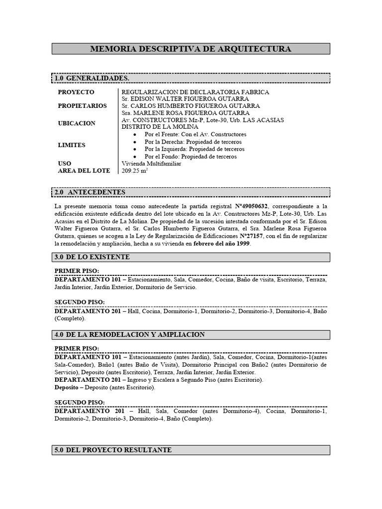 Memoria Descriptiva de Arquitectura | PDF