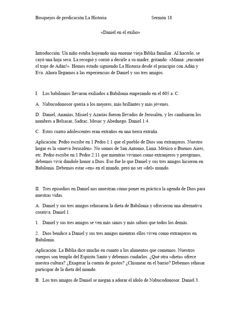 Bosquejo 18 | PDF | Daniel (figura bíblica) | Nabucodonosor Ii