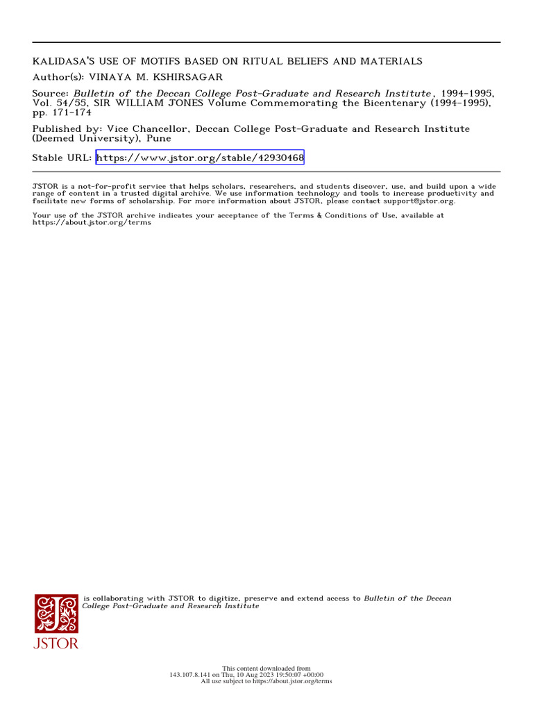 Kshirsagar Kalidasasusemotifs 1994 | PDF