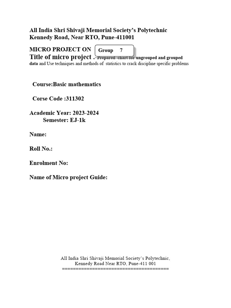 Maths Microproject | PDF | Mean | Median