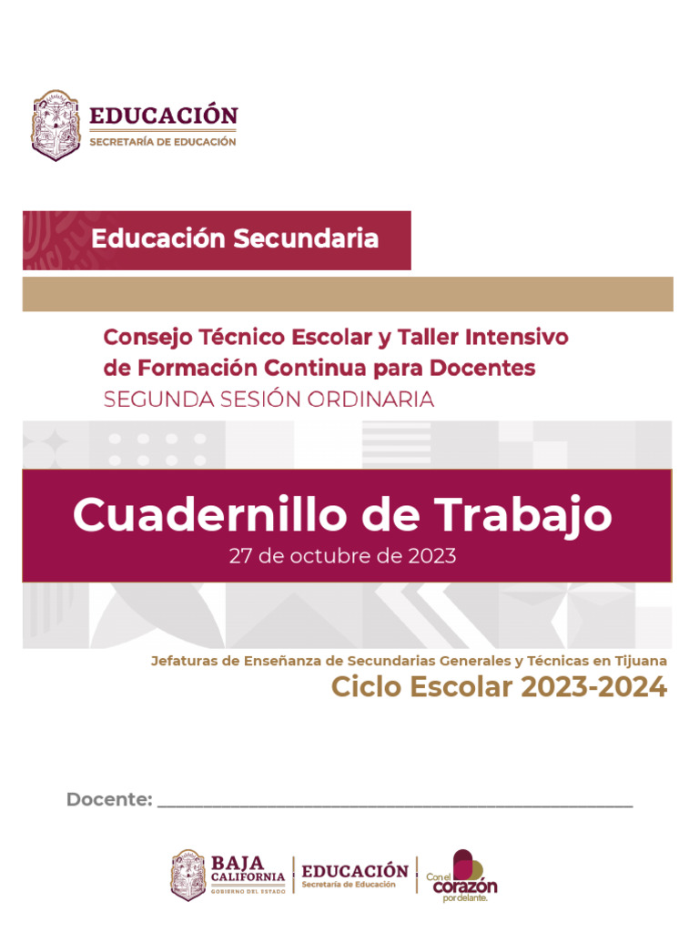 Cuadernillo de Trabajo CTE Segunda Sesión 2023-2024 | PDF | Aprendizaje
