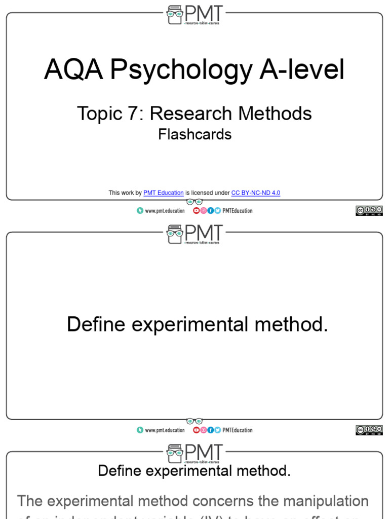 Flashcards - Topic 7 Research Methods - AQA Psychology A-Level | PDF ...