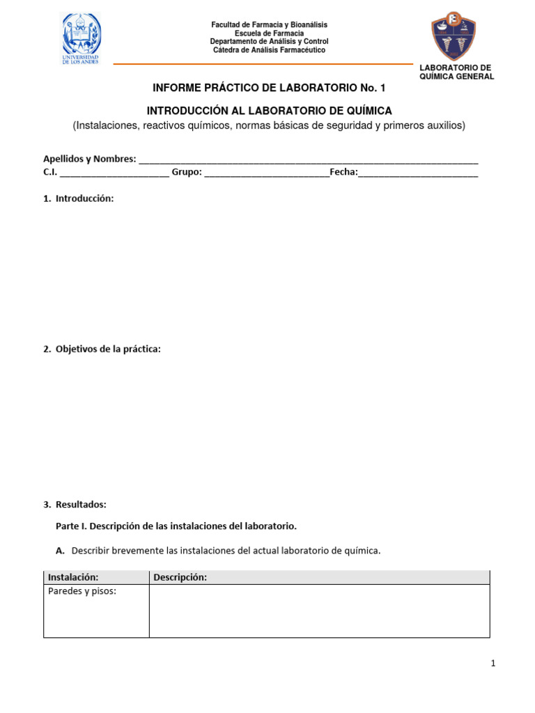 Informe Practica 1 | PDF | Laboratorios | Farmacia