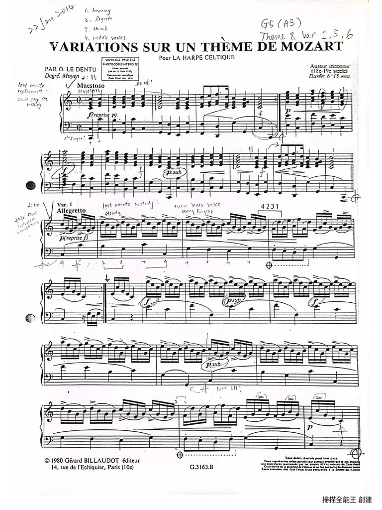 Anon. Variations Sur Un Theme de Mozart | PDF