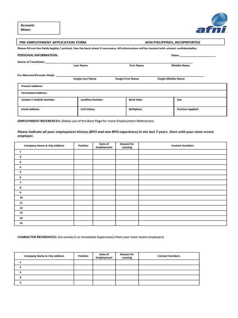 BI Form Template Updated | PDF | Background Check