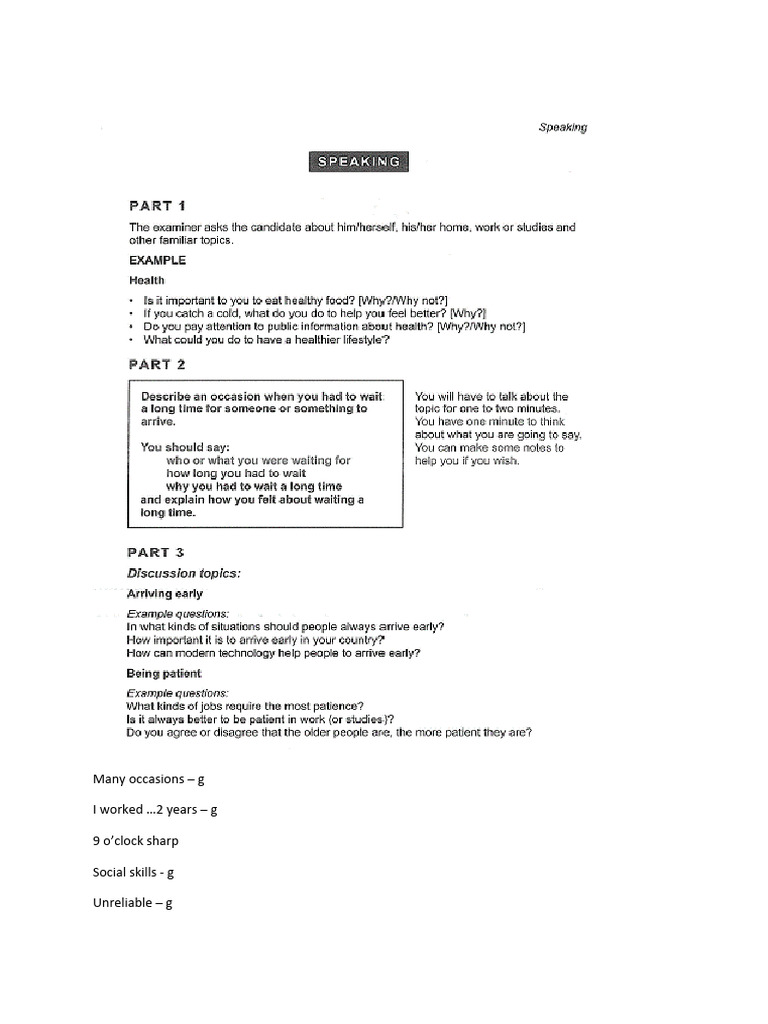 Cambridge 12 Speaking Test Insights | PDF | Wellness