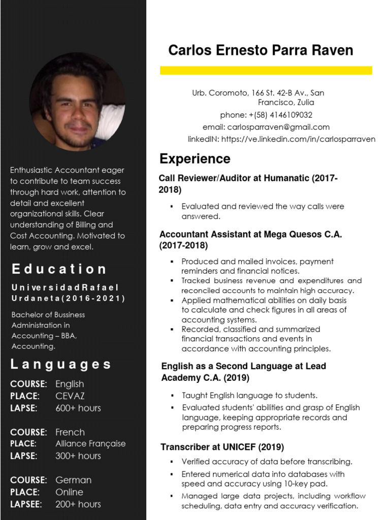 Carlos Parra CV | PDF | Accounting | Business